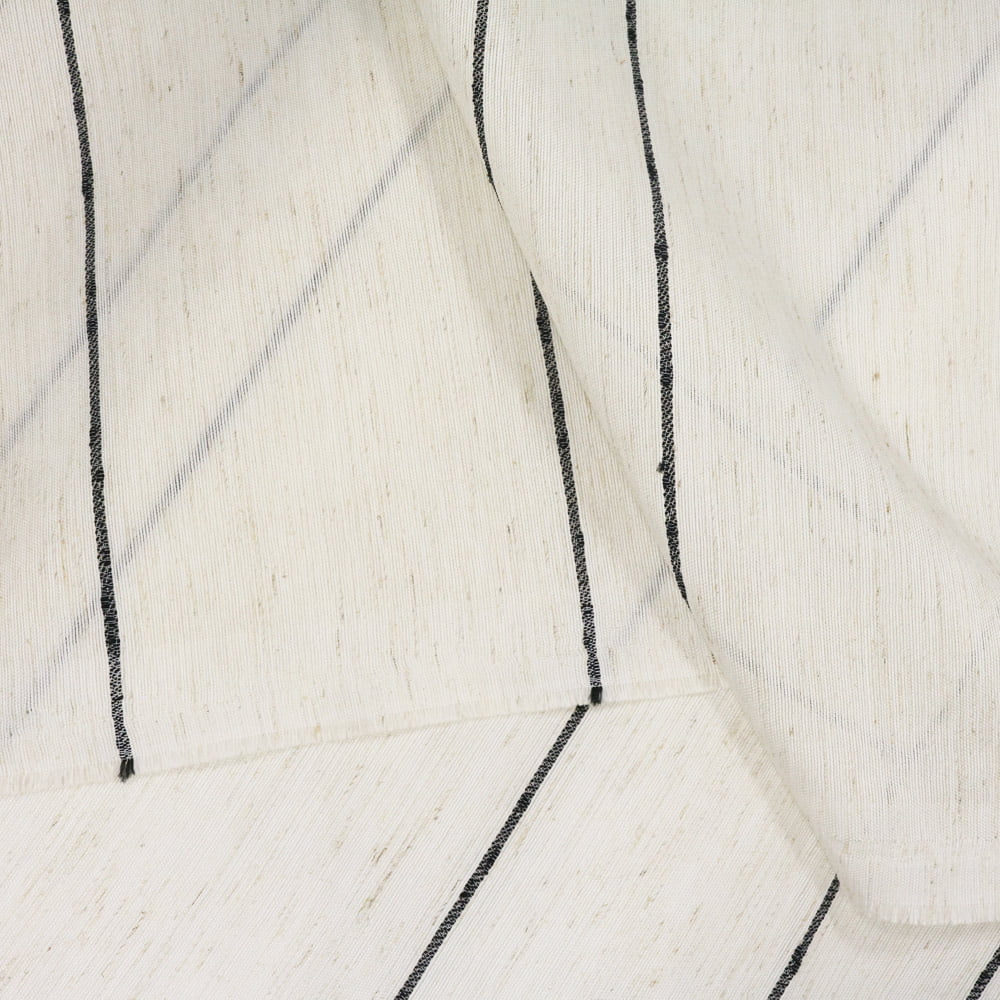 Tecido Linho Boucle Listrado Preto Largura 3,00m